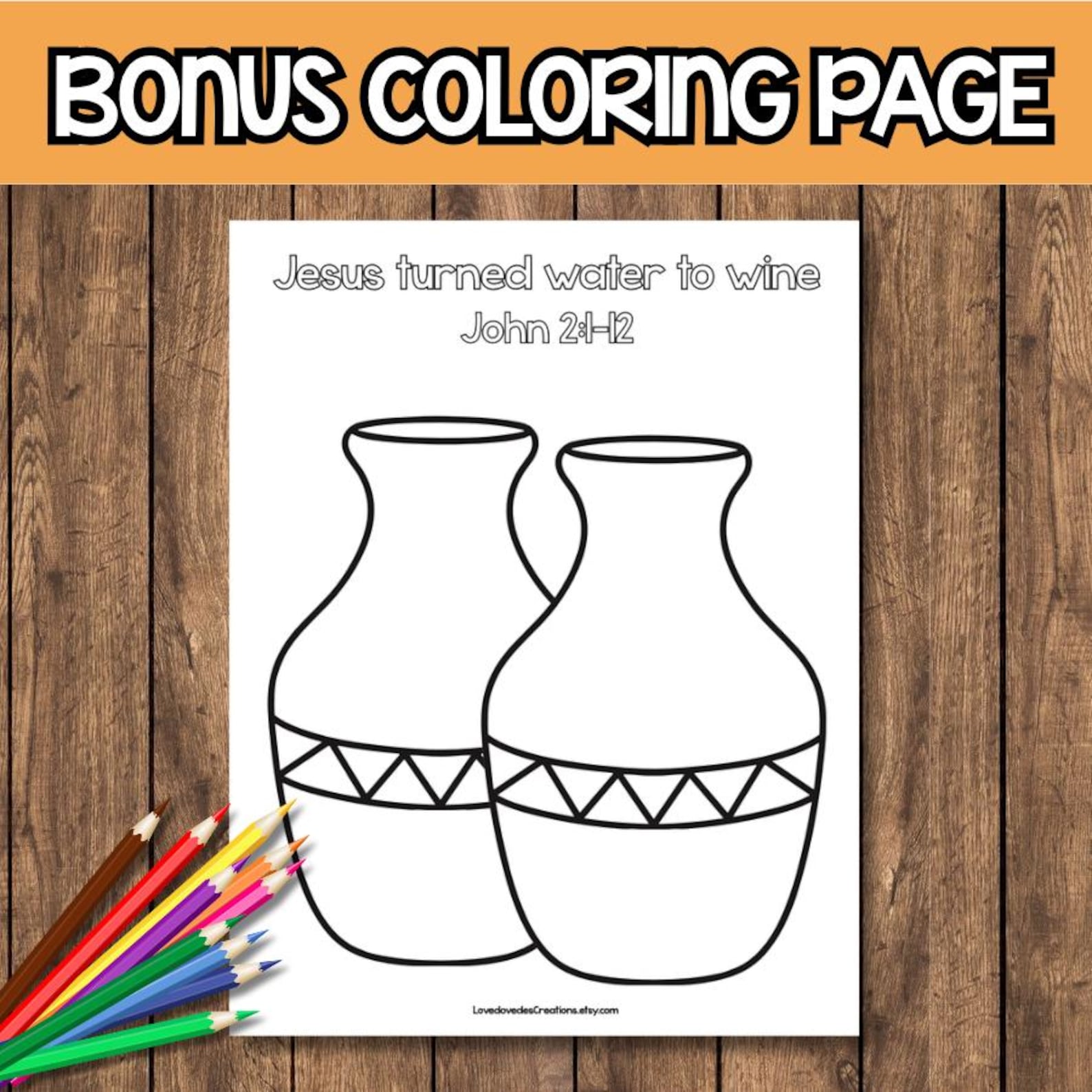 Jesus Turns Water to Wine Bible Craft and Coloring Page: Sunday School ...