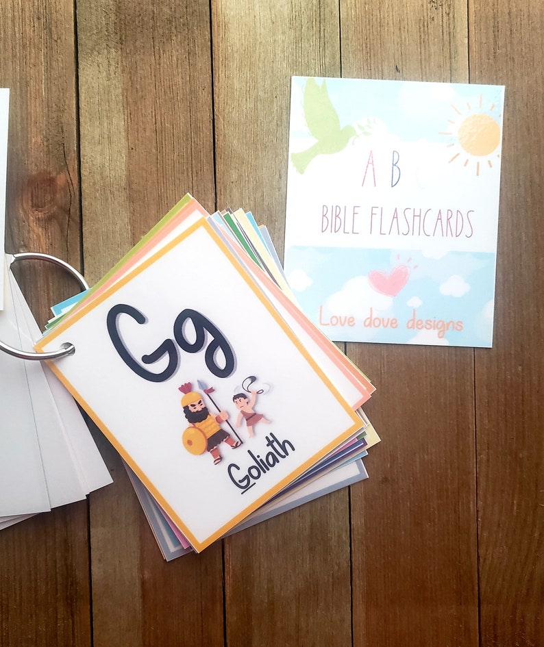 Childrens ABC Bible Themed Flash Cards, Bible Flash Cards, Childrens ...