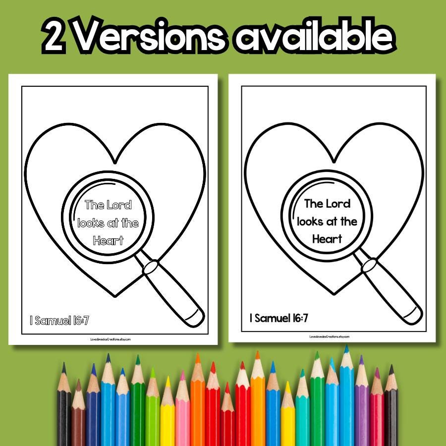 The Lord Looks at the Heart Bible Verse Coloring Page: Sunday School ...
