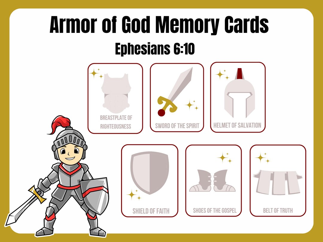 Armor of God Memory Cards Bible Flashcards, Armor of God Memory ...