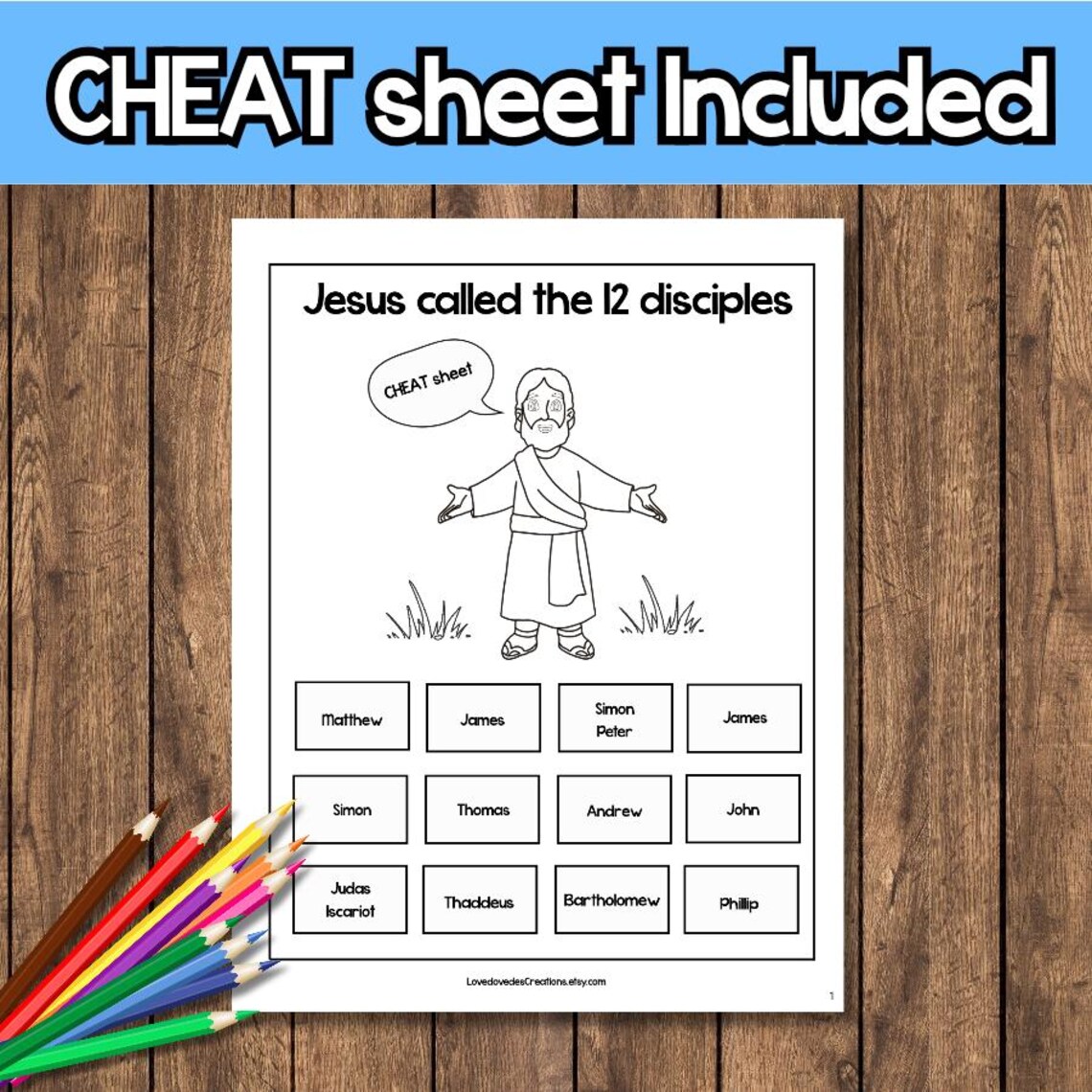 Jesus Chooses 12 Disciples Bible Printable, 12 Disciples Matching ...
