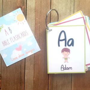 Childrens ABC Bible Themed Flash Cards, Bible Flash Cards, Childrens ...