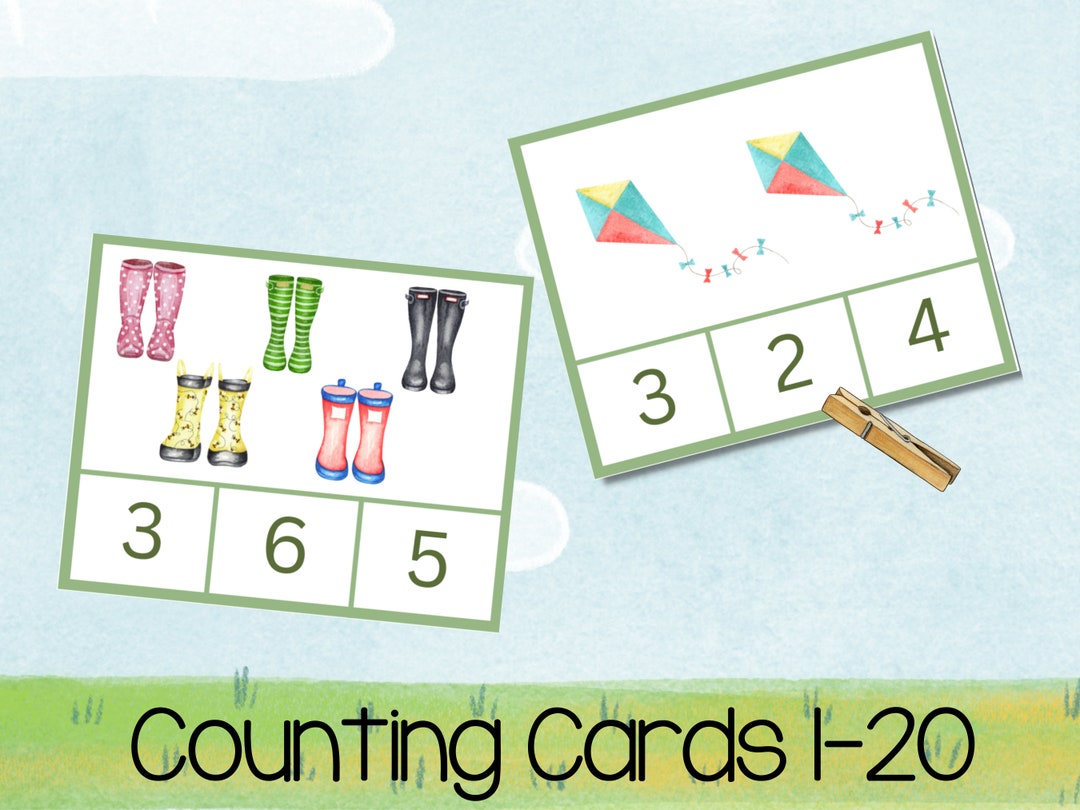 Counting Clip Cards 1-20, Spring Counting Clip Cards, Counting ...