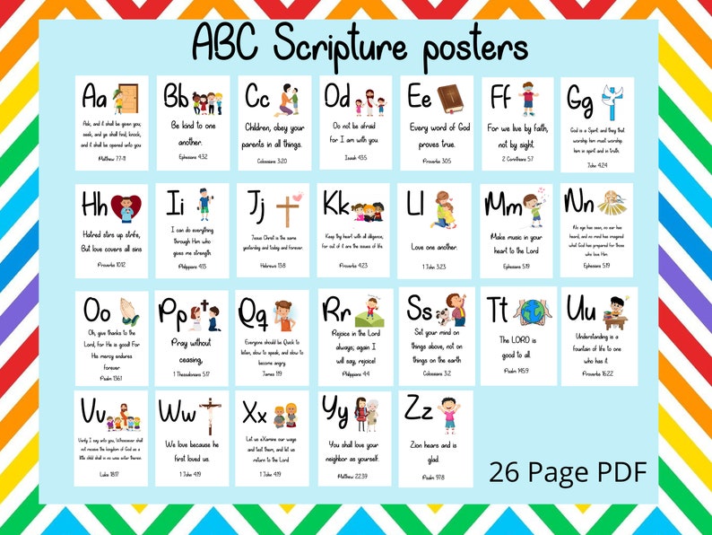 ABC Bible Scripture Posters Alphabet Scripture Posters - Etsy
