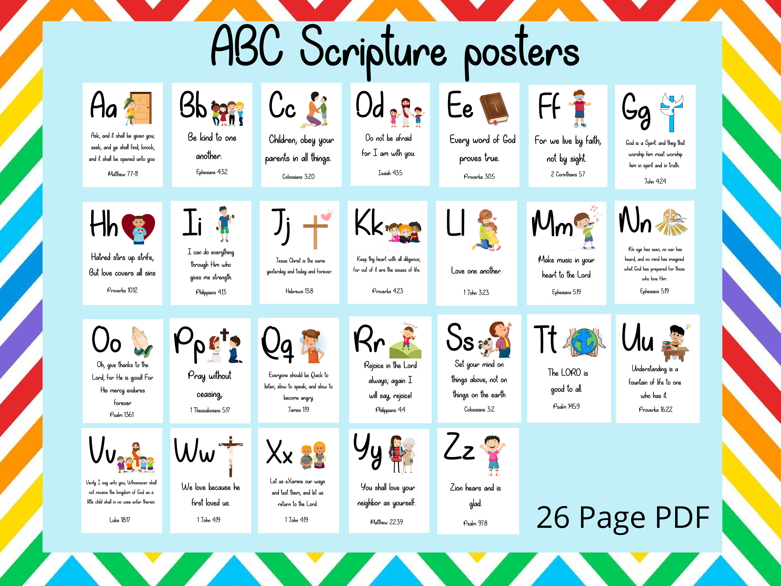 ABC Bible Scripture Posters Alphabet Scripture Posters - Etsy Australia
