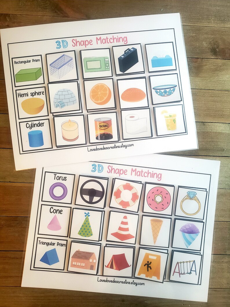 3D Shapes Matching Activity 3D Shapes Matching Geometry - Etsy