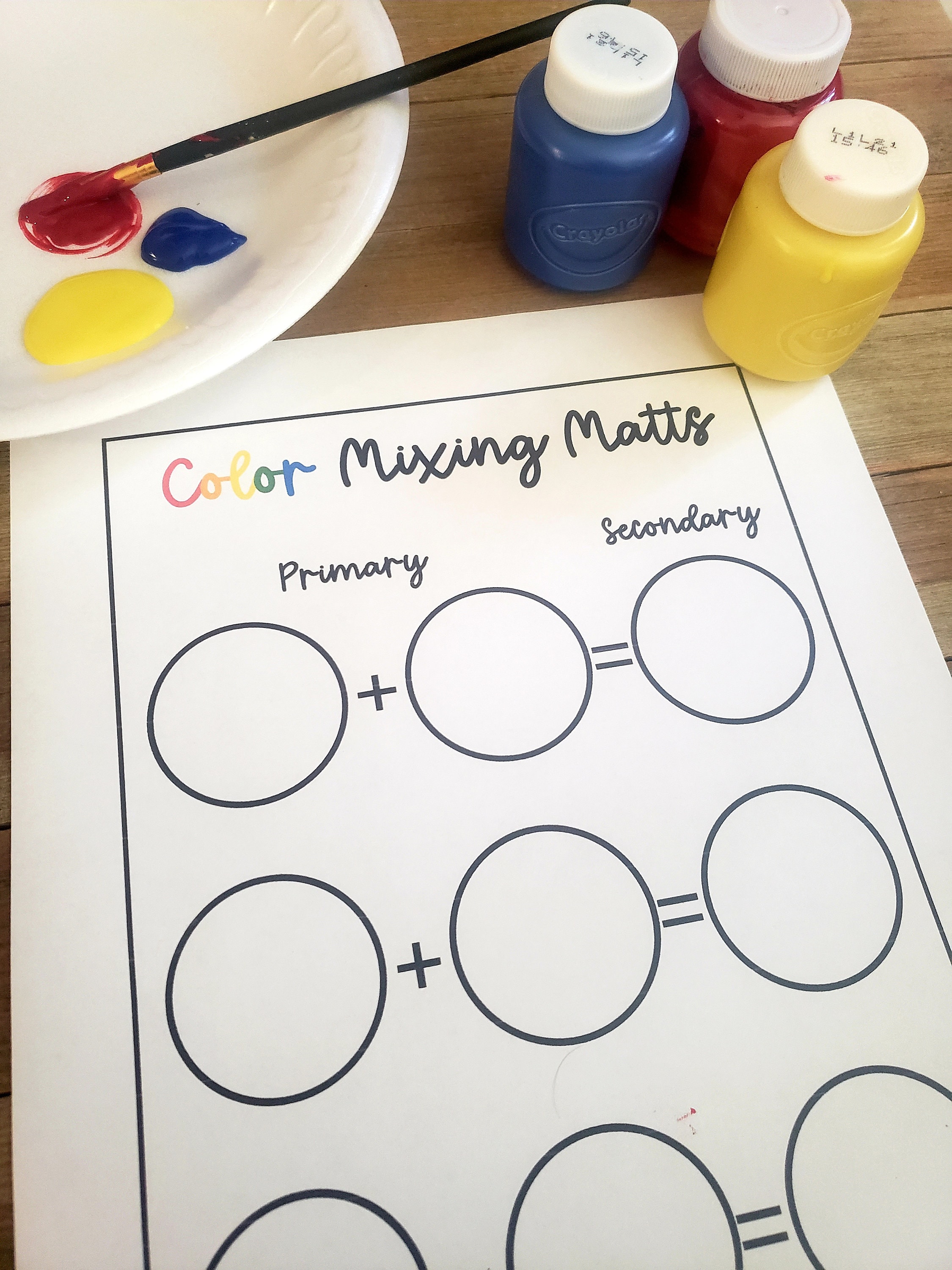 COLOR MIXING MAT, Color Mixing Printable, Color Mixing Worksheet ...