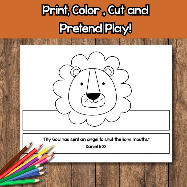 Daniel and the Lion's Den Bible Headbands PDF Daniel Coloring Page - Etsy