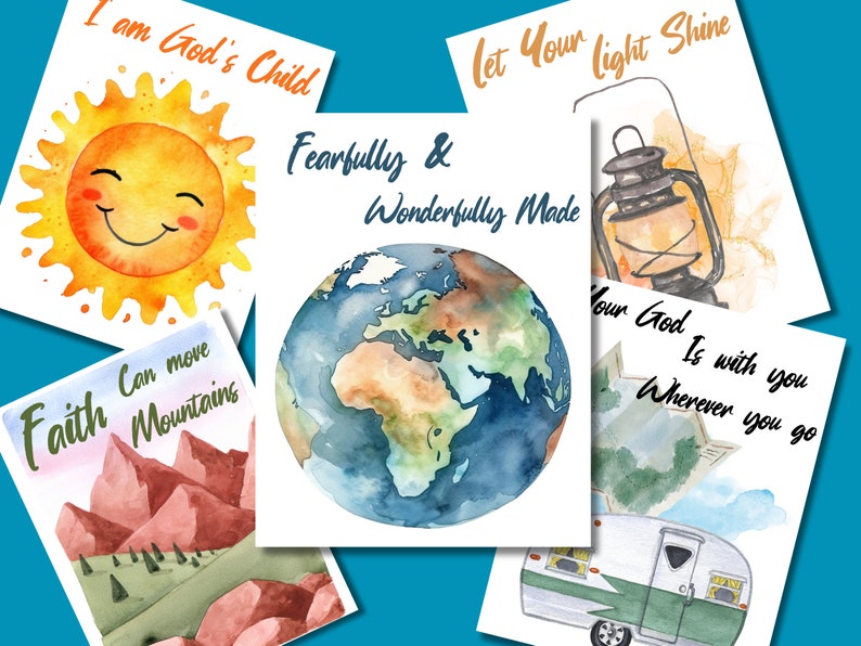 Watercolor Bible Verse Wall Art Sunday School Posters for Children's ...