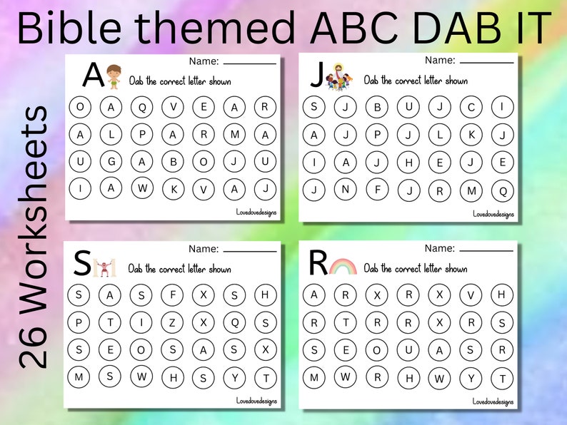 ABC Bible Themed Dab It Worksheet ABC Worksheets Alphabet - Etsy