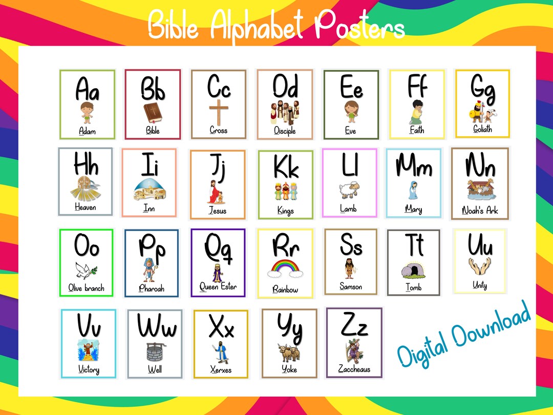 ABC Bible Posters, Alphabet Posters, Preschool-kindergarten Phonics ...