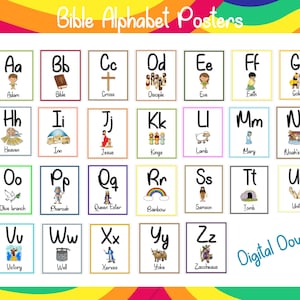 ABC Bible Posters, Alphabet Posters, Preschool-kindergarten Phonics ...