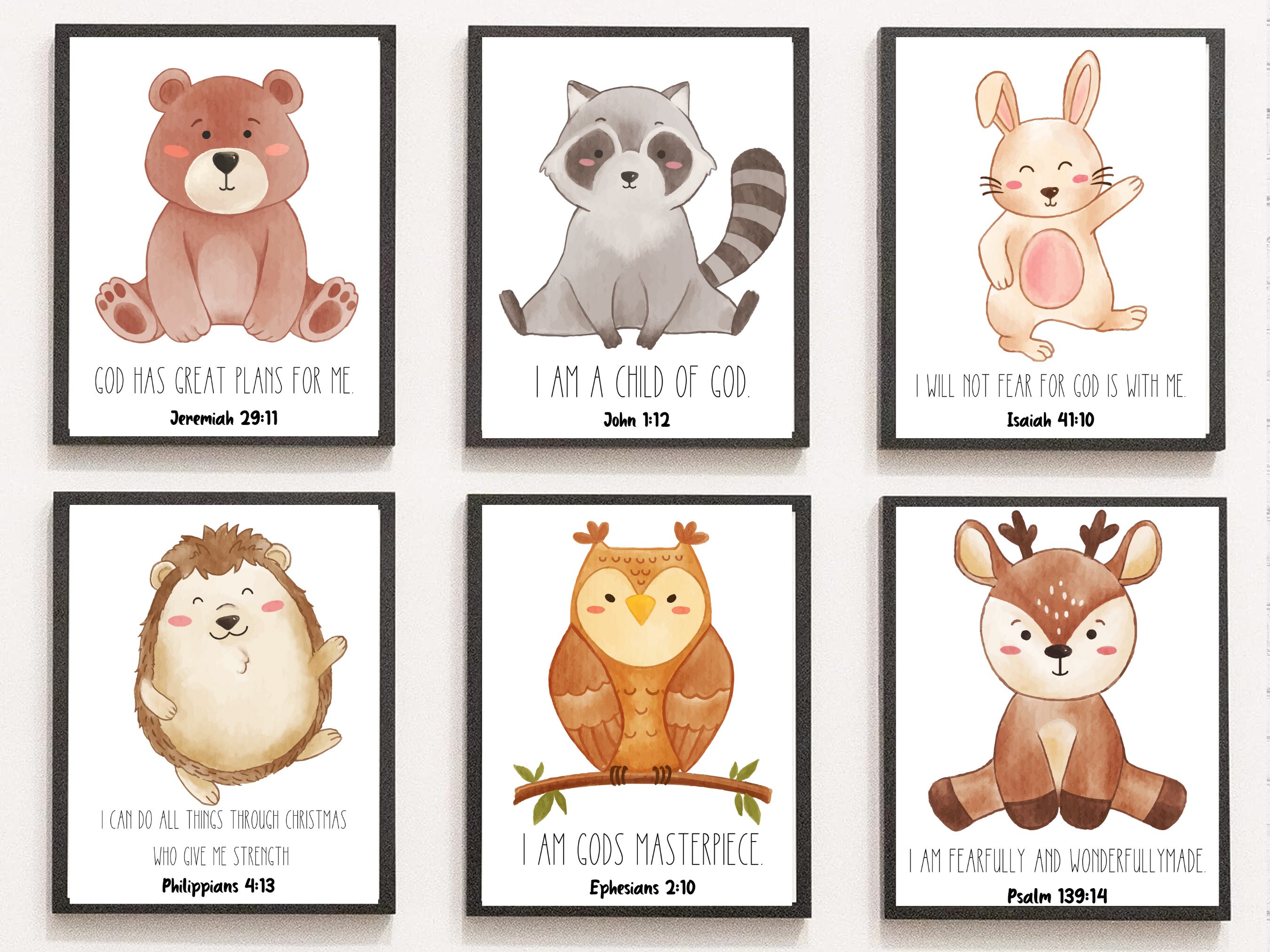 Forest Animal Bible Verse Wall Art for Classroom Sunday - Etsy