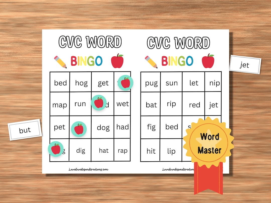 CVC Word Bingo, CVC Game, CVC Word Activity,word Family Game,word ...