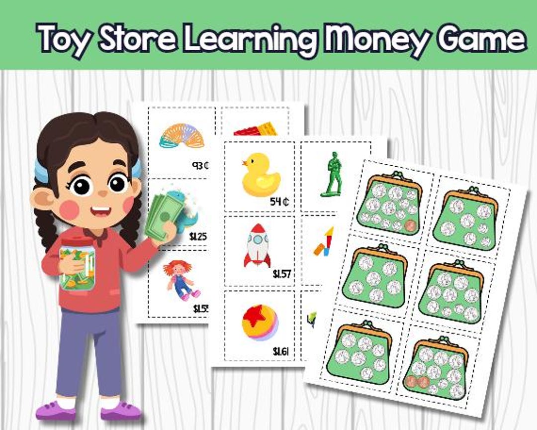 Money Matching Game: Toy Store Theme, Learn to Count (PDF Print File ...