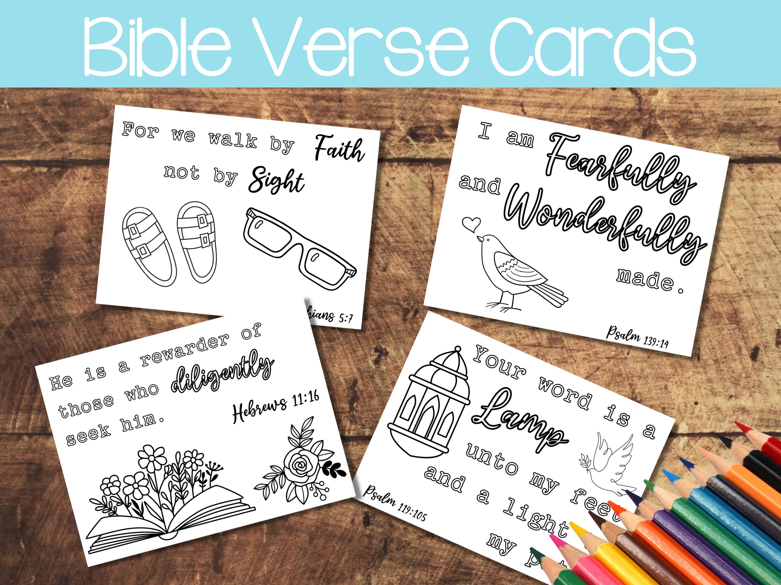 Bible Verse Coloring Postcards Scripture Coloring Page Bible - Etsy