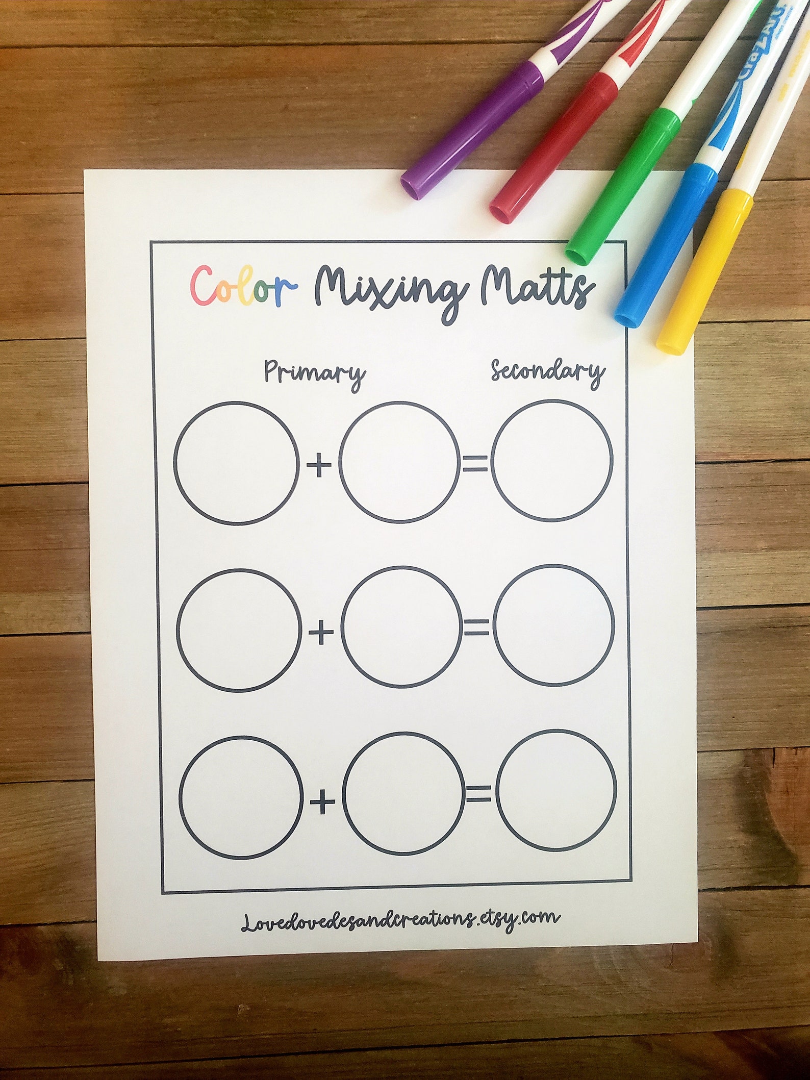 COLOR MIXING MAT, Color Mixing Printable, Color Mixing Worksheet ...