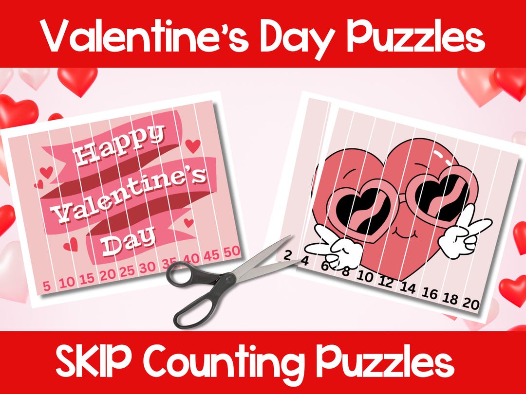 Valentine's Day Skip Counting Puzzles, Valentine's Day Skip Counting ...