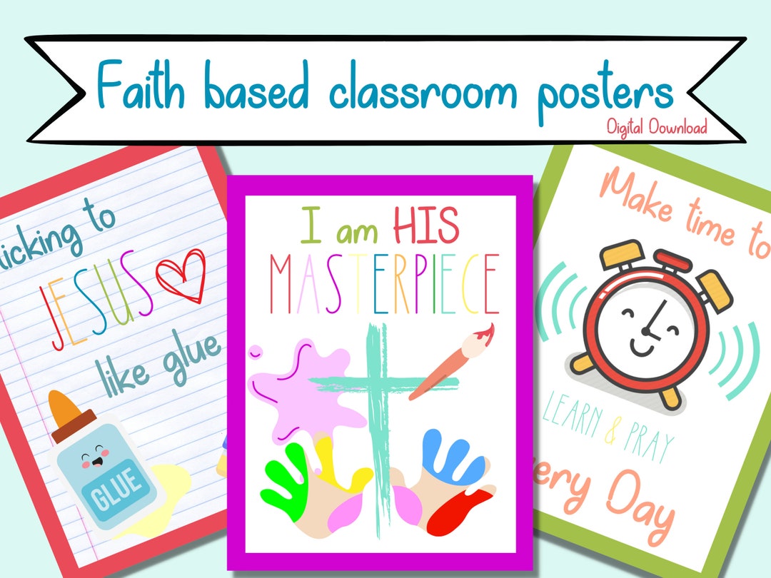 Faith Based Wall Art Classroom Posters for Kids, Sunday School Posters ...