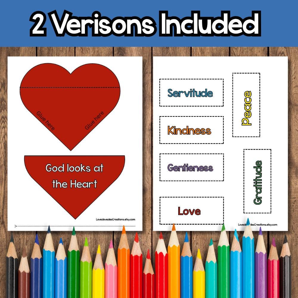 God Looks at the Heart Bible Craft: Sunday School Printable (PDF ...