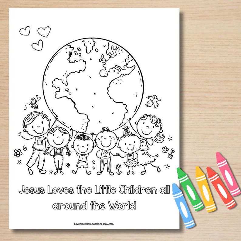 Jesus Loves the Little Children All Around the World Coloring Page (PDF ...