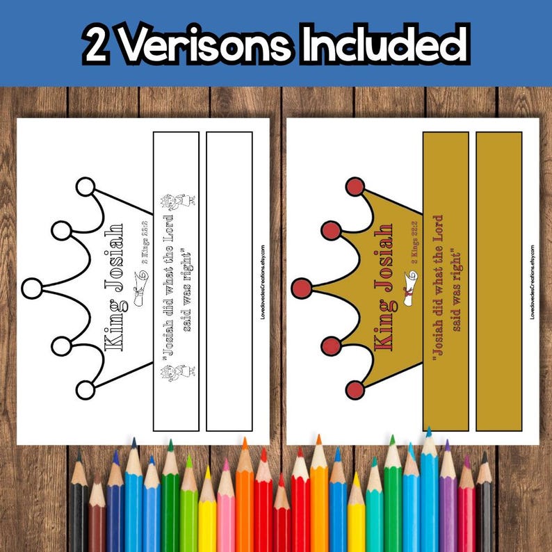 King Josiah Paper Crown Bible Craft: Sunday School Bible Lesson PDF Download - Etsy