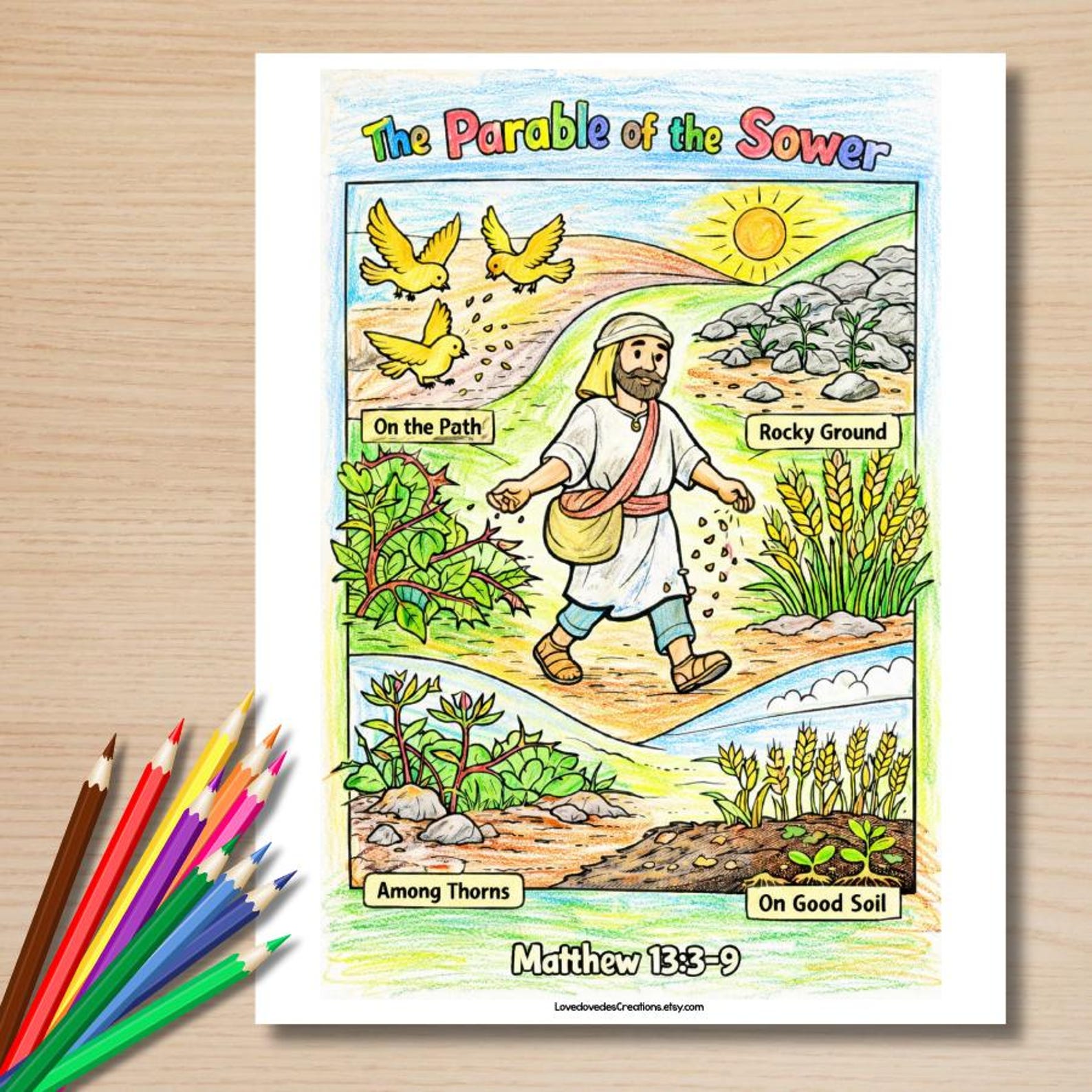 Parable of the Sower Bible Verse Coloring Page Craft: Sunday School ...