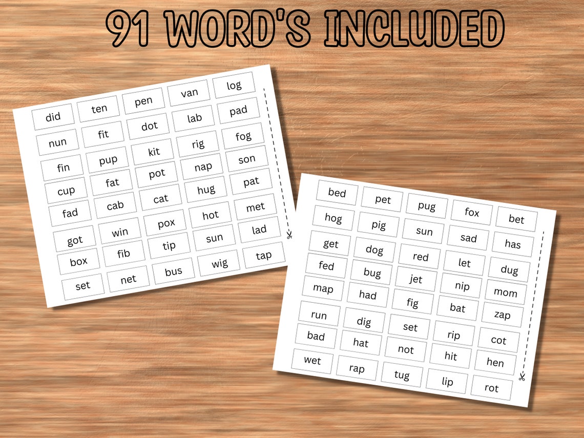 CVC Word Bingo, CVC Game, CVC Word Activity,word Family Game,word ...