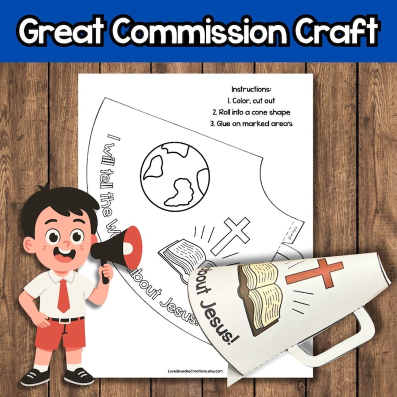 The Great Commison Bible Craft and Coloring Page Sunday School Activity ...