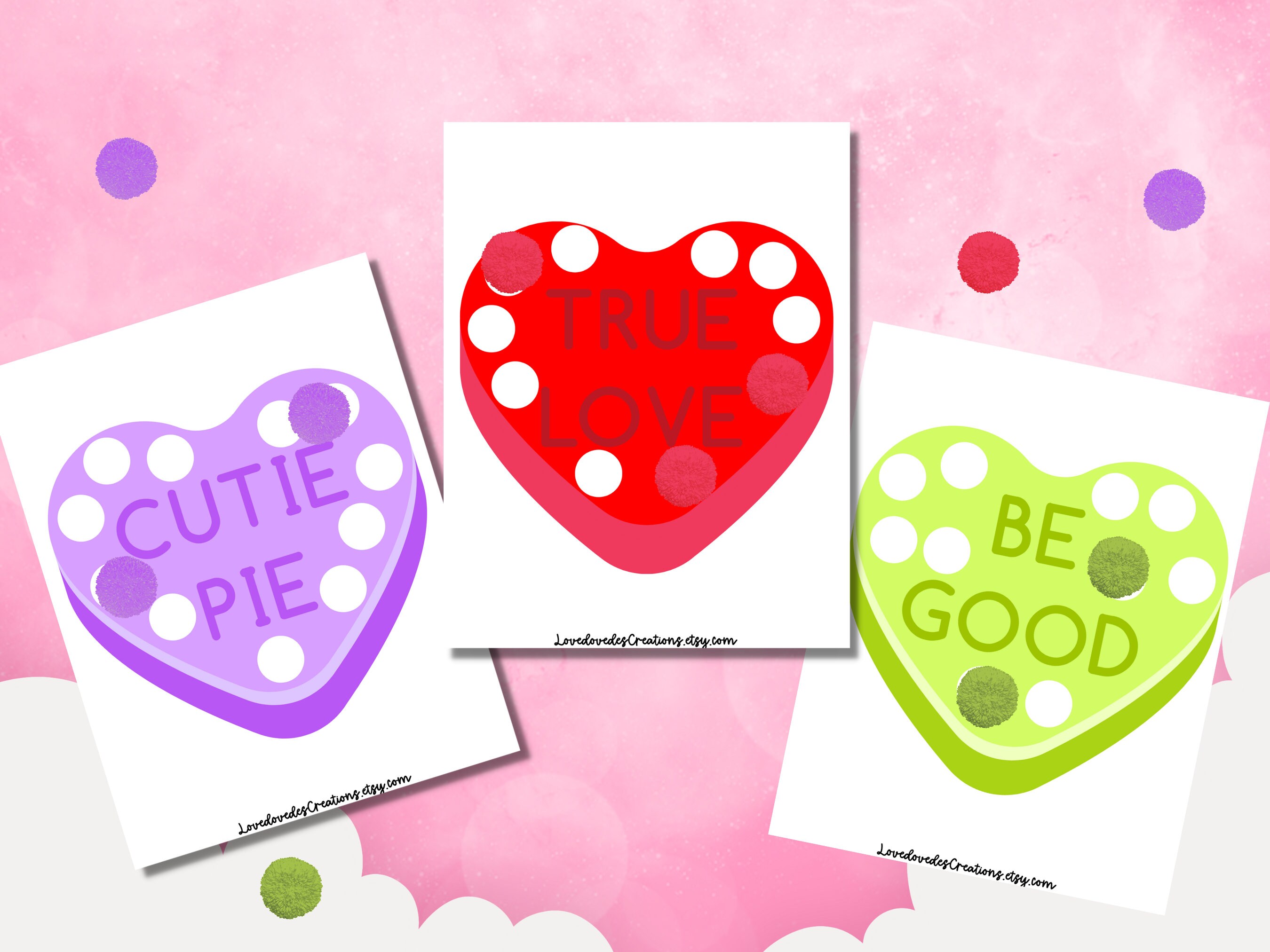 Candy Hearts Pom Pom Fine Motor Color Matching Activity, Valentines Day ...