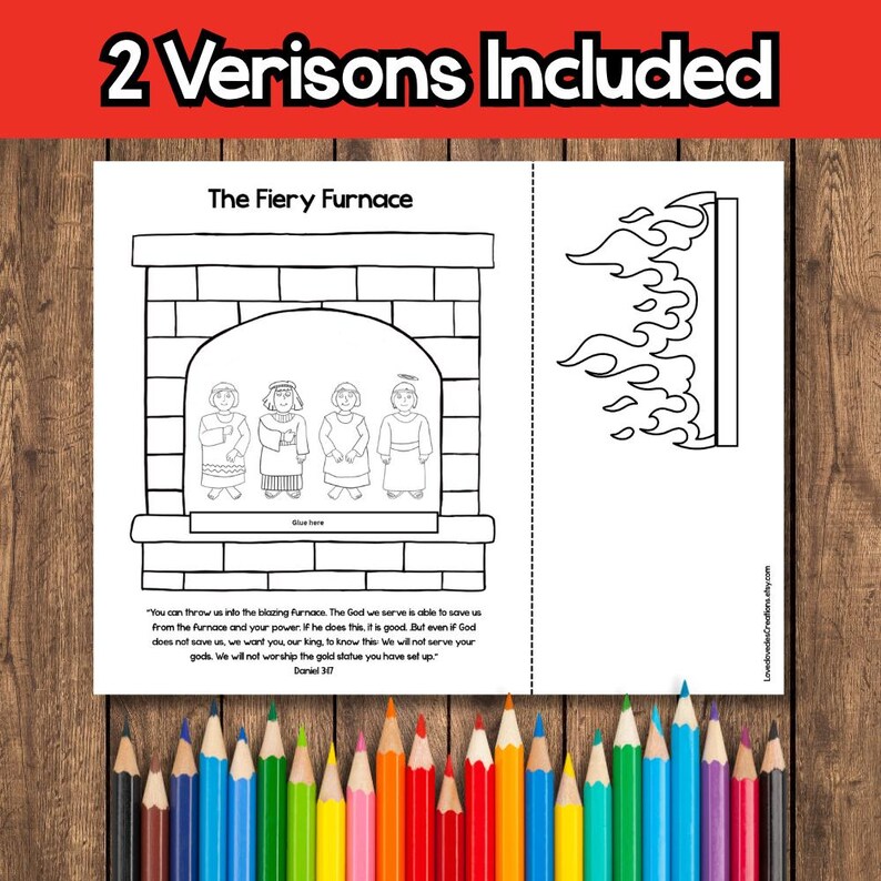 Shadrach, Meshach and Abednego Fiery Furnace Bible Craft Coloring Page ...