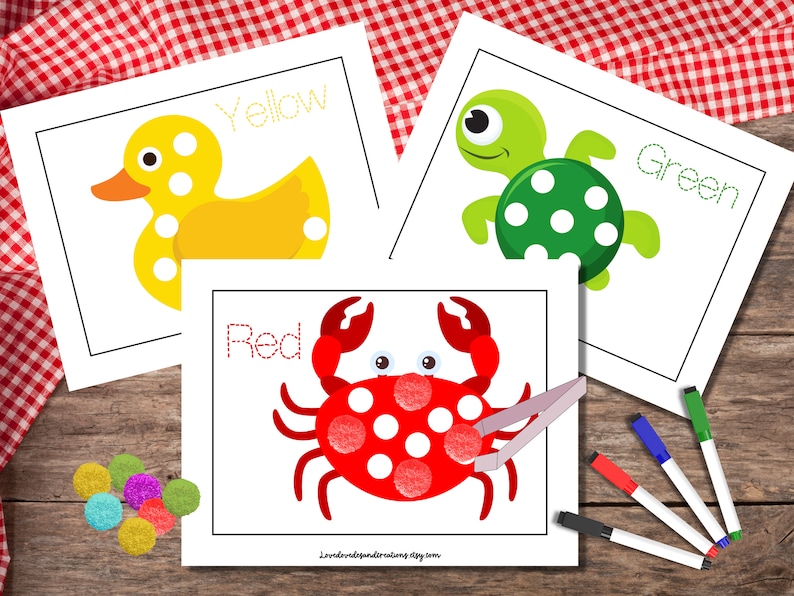 FINE MOTOR Pom Pom Color Sorting Mats Animal Themed, Color Sorting ...