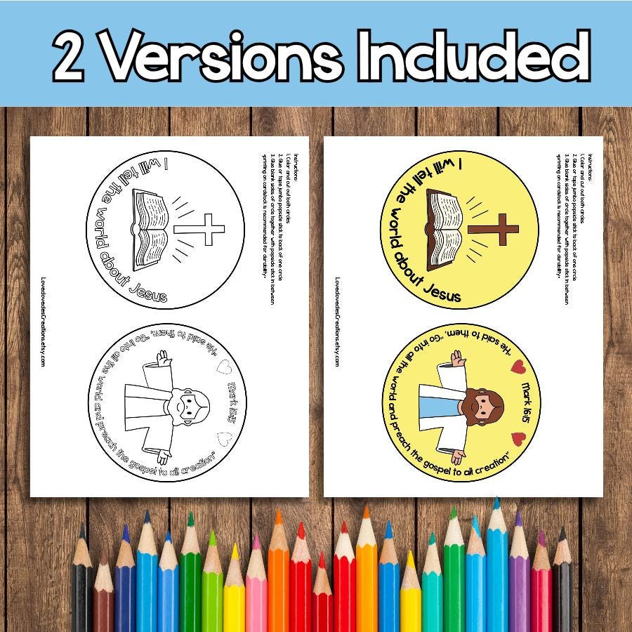 The Great Commison Bible Fan Craft and Coloring Page Sunday School ...