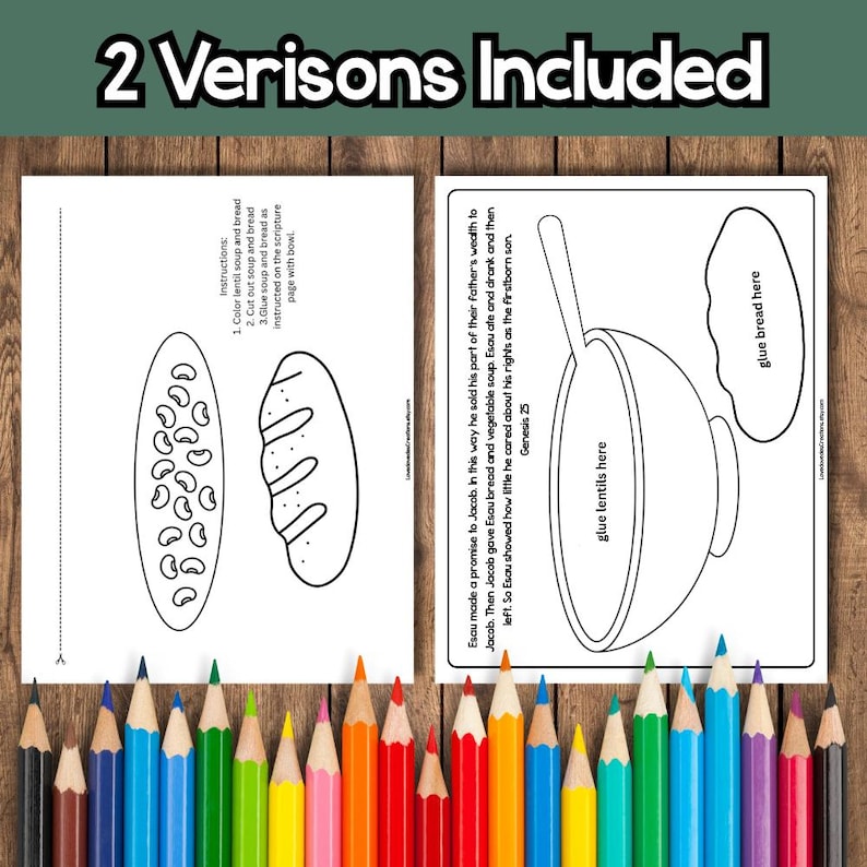 Jacob and Esau Bible Craft: Cut and Paste Sunday School Lesson (PDF) - Etsy