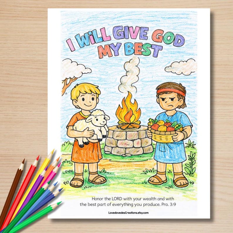 Cain and Abel Bible Coloring Page: Cain and Able Bible Craft (PDF) - Etsy