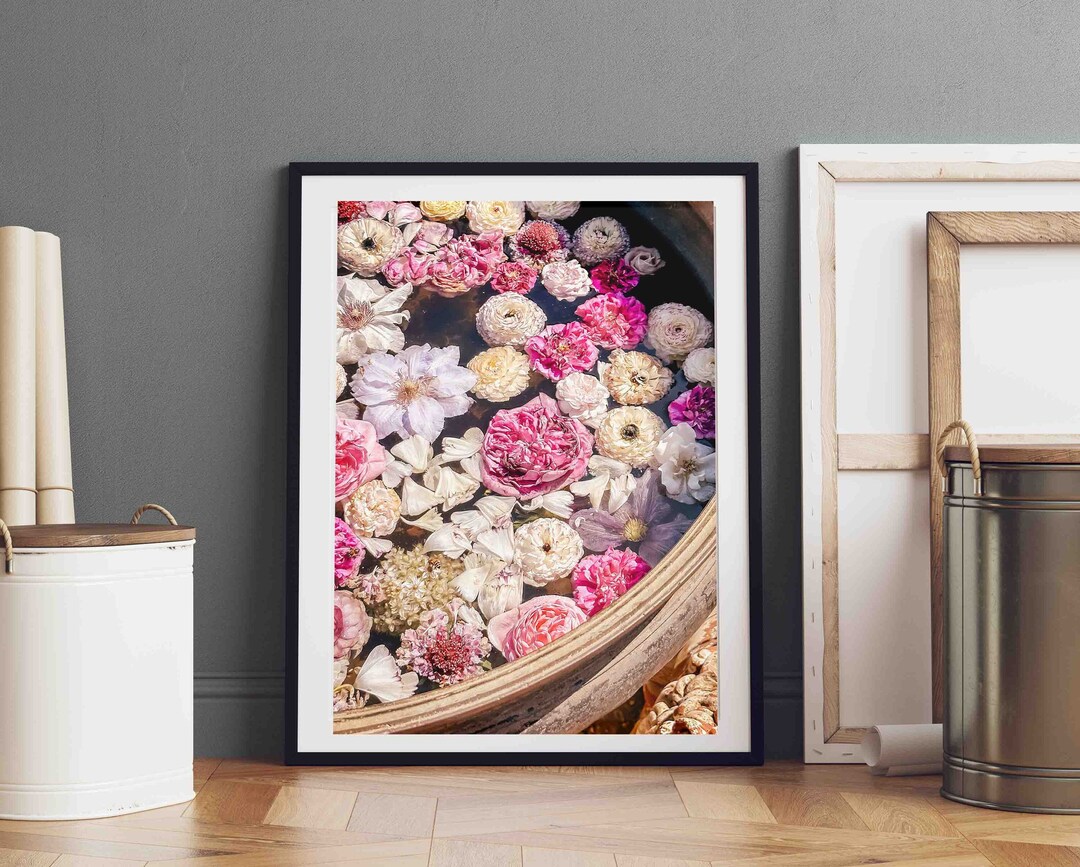Flower Photography Print, Water Basin With Flowers, Spring Time, Fine ...