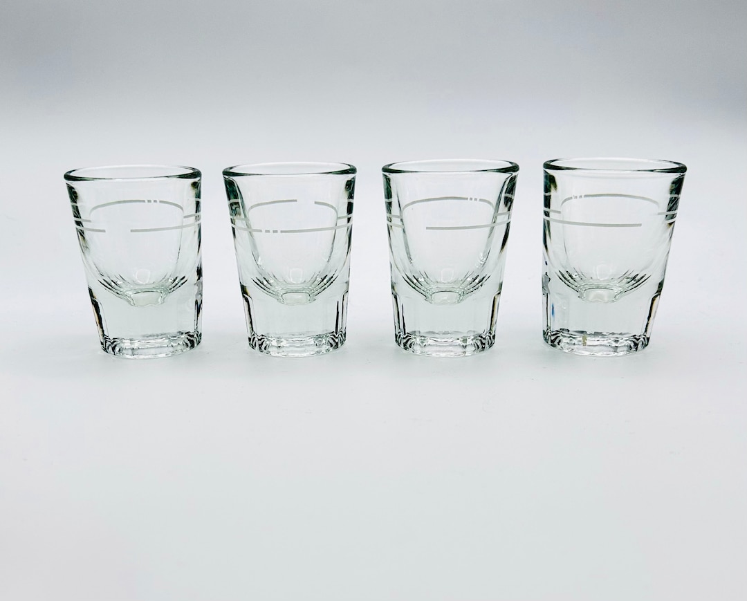 Vintage Libbey Shot Glass Set With Pour Lines Set of 4, Total of 8 Available Perfect Pour Heavy ...