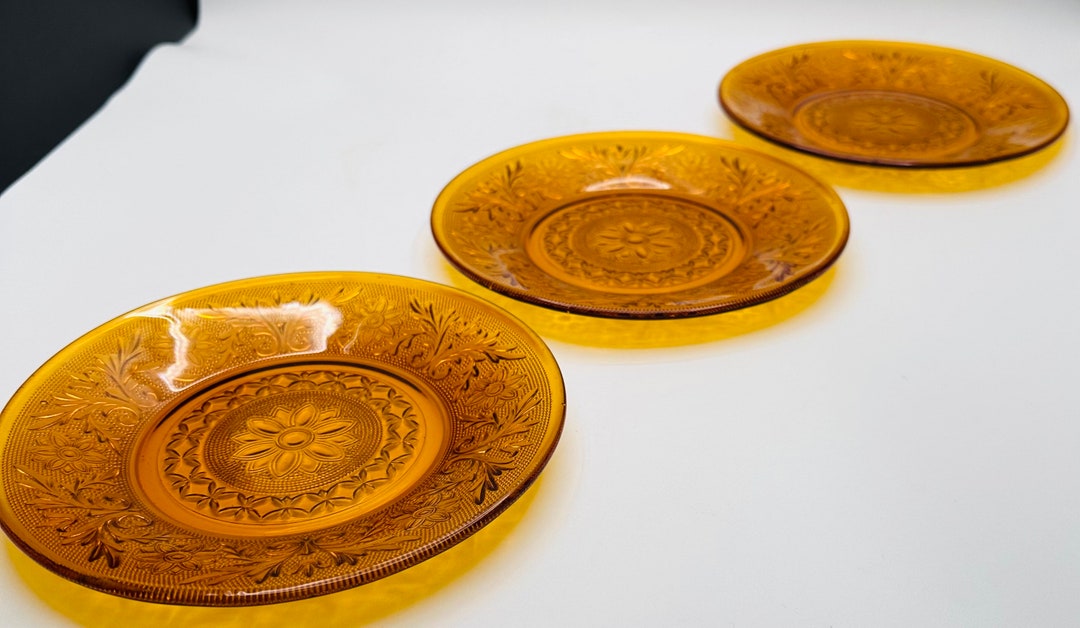 Vintage Indiana Sandwich Glass Salad Amber Plate 7 by Tiara Set of 3 ...