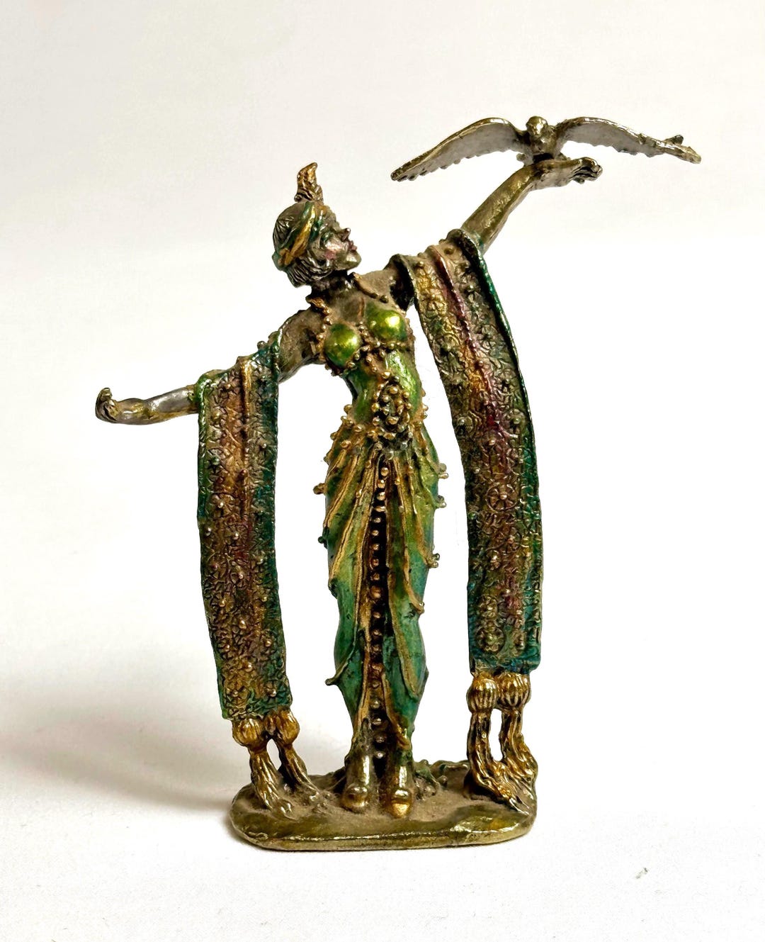 Vintage Art Deco Style Pewter Sculpture Signed by Artist - Erte Style ...