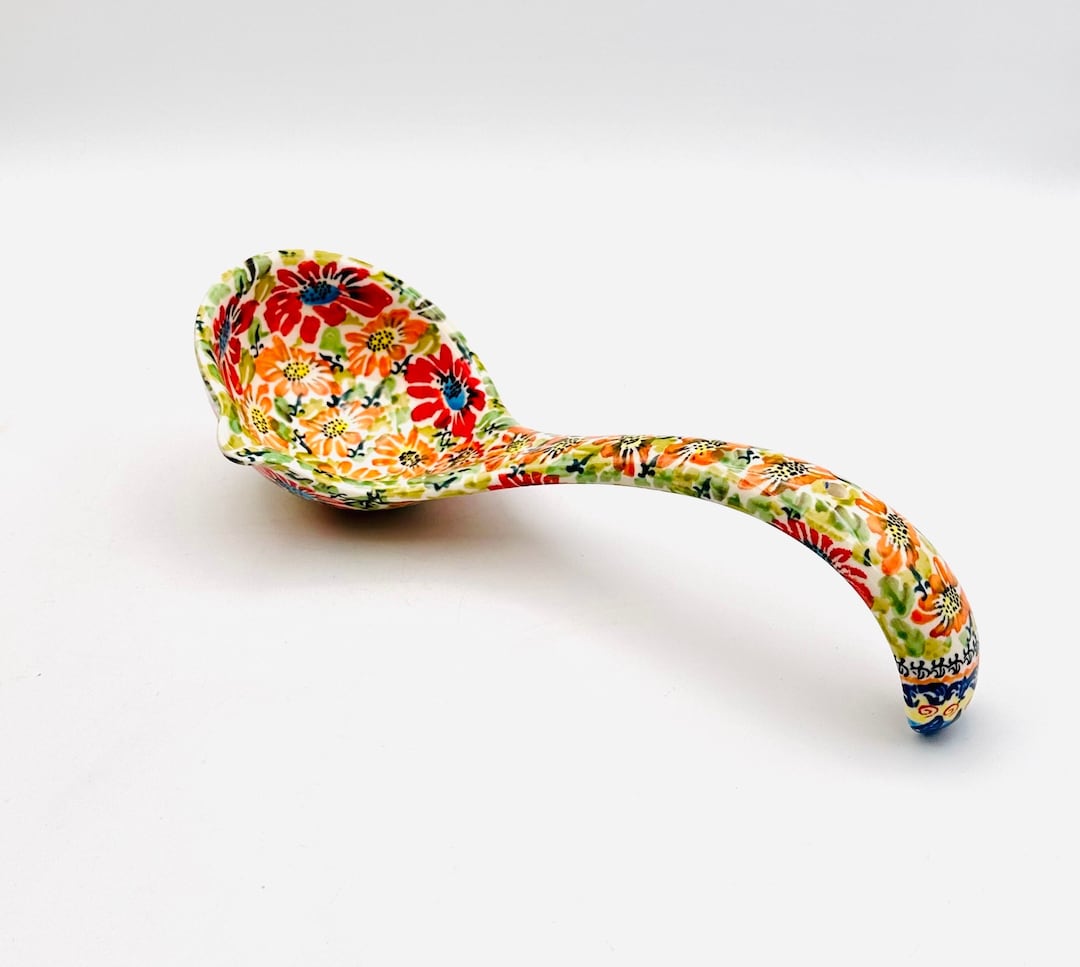 Vintage Polish Ceramic Soup Ladle in Floral Garden Unikat Pattern From ...