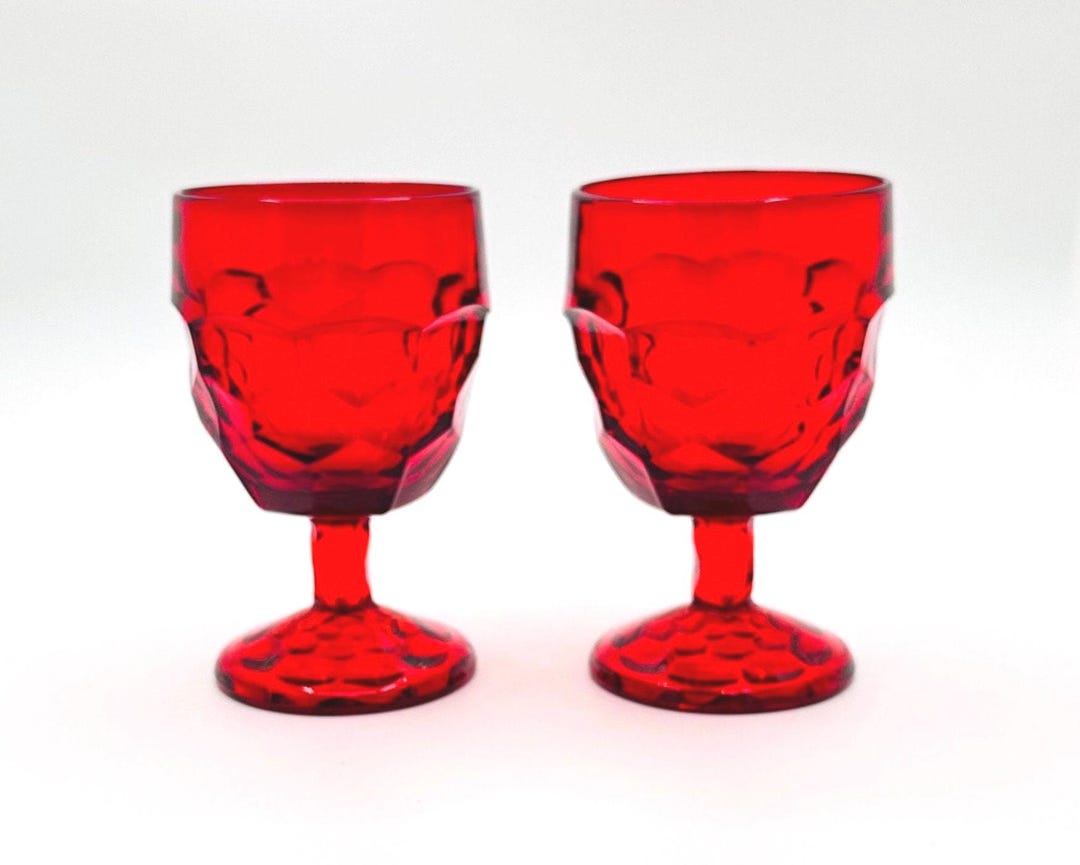 Vintage Georgian Viking Ruby Red Water Wine Goblets 5 5/8" - Set of 2 ...