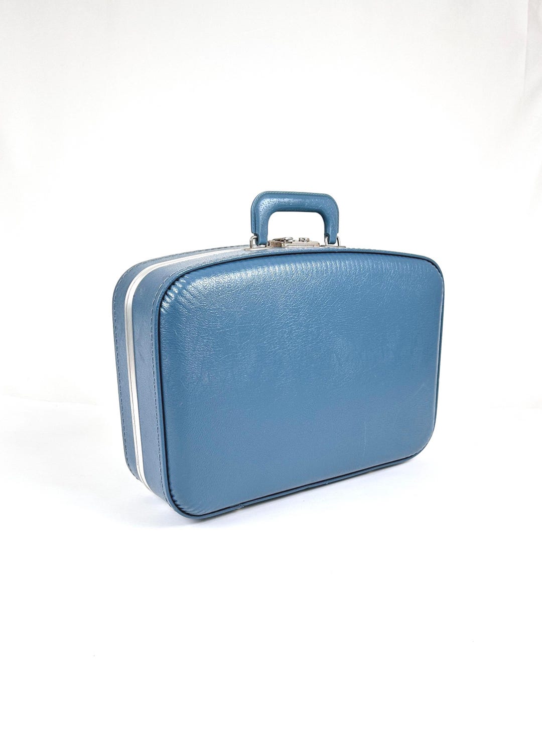 Vintage Skyway Blue Vinyl Suitcase – 60s Mid-century Luggage, Weekend ...