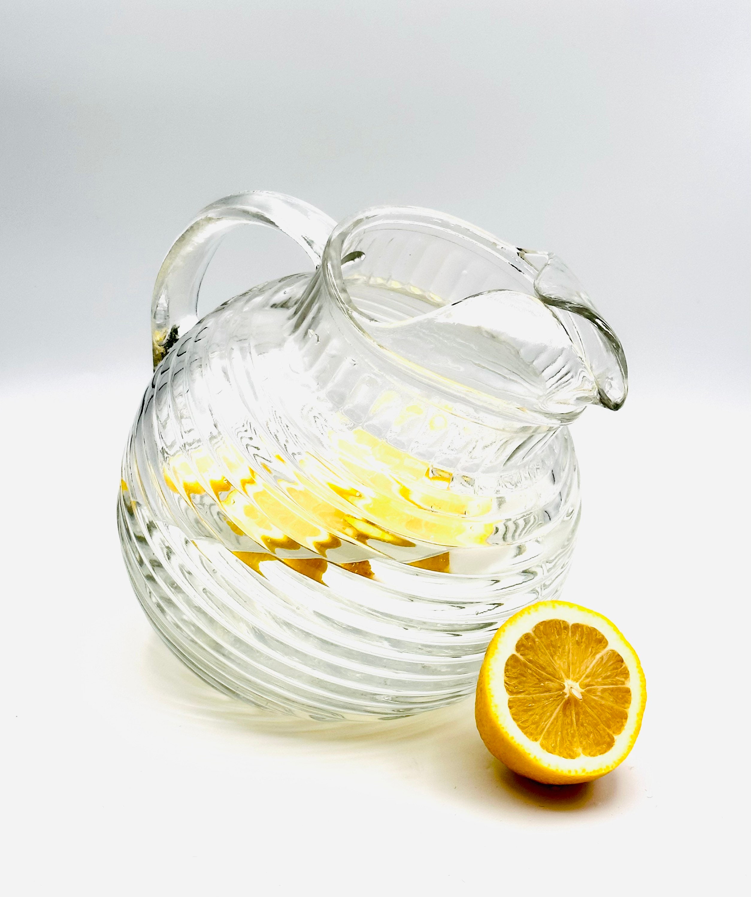 Vintage Anchor Hocking Glass Pitcher / Manhattan Style Clear - Etsy