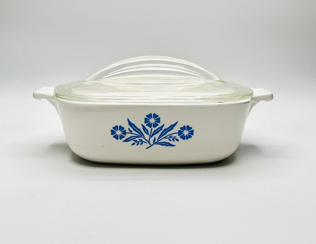 Vintage Corning Ware Casserole Dish Blue Cornflower Pattern Square 1 QT ...