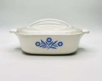 Vintage Corning Ware Square Casserole Dish / Blue Cornflower Pattern ...