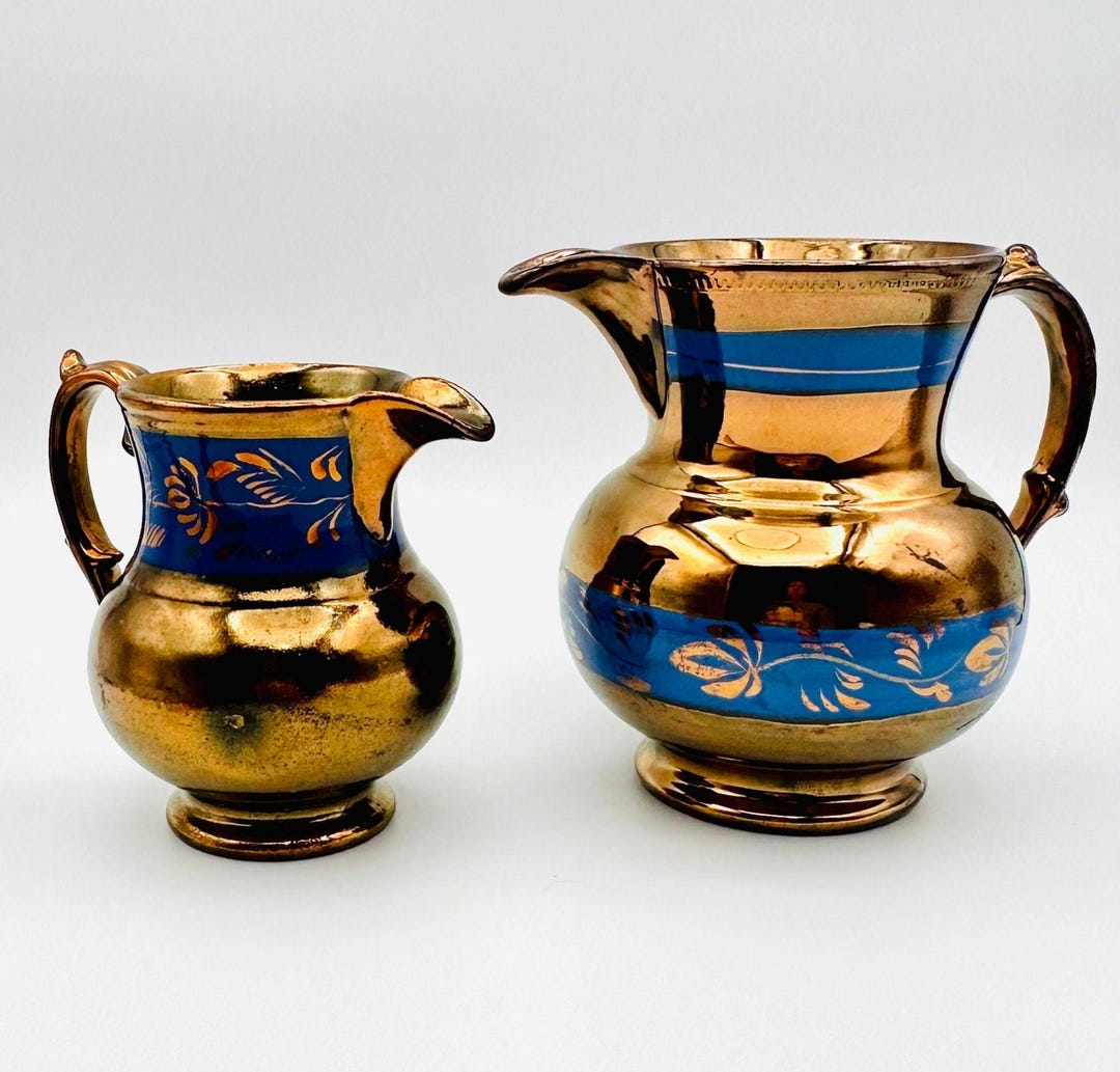 19th Century English Copper Lustreware in Royal Blue and Iridescent ...