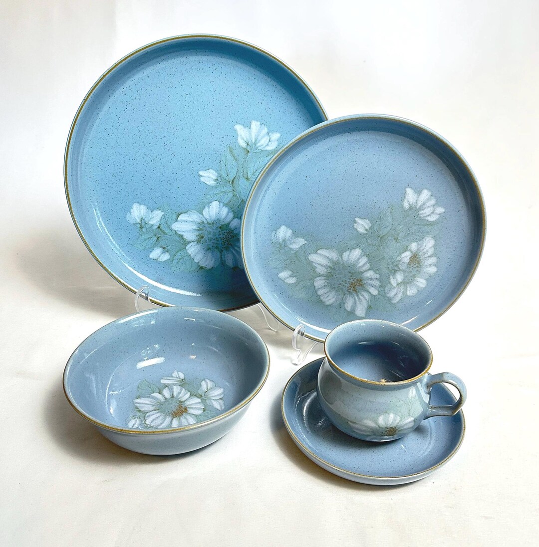 Vintage Denby Blue Dawn Dinnerware Collection - 5 Piece Sets - Dinner ...