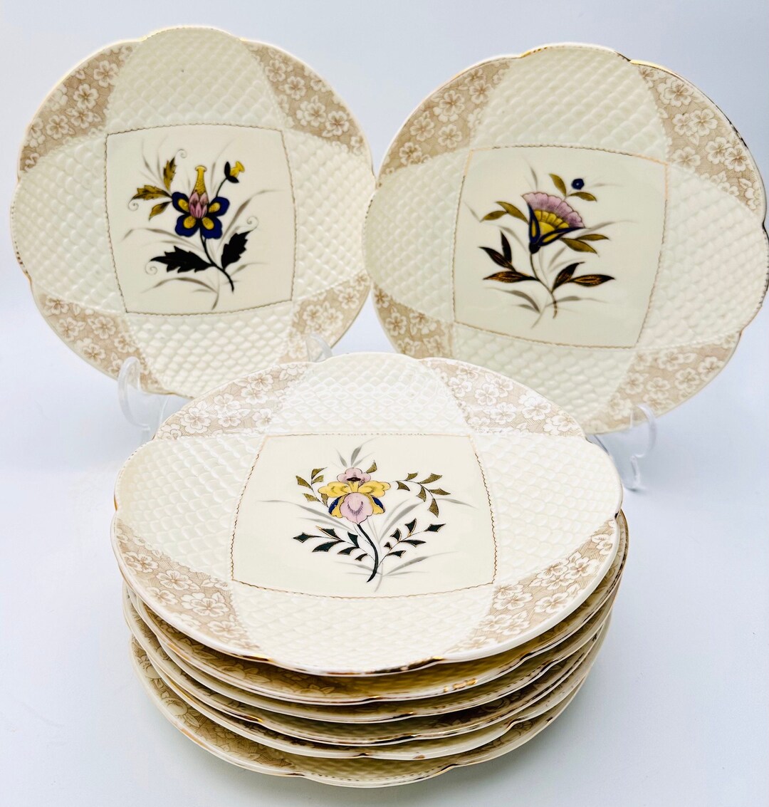 Antique Weimar Floral Porcelain 7" Plates - Set of 4 - Textured ...