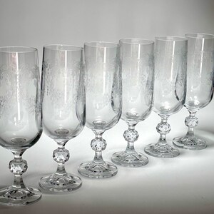 Vintage Etched Crystal Champagne Glasses Set of 6 Cascade by Import ...