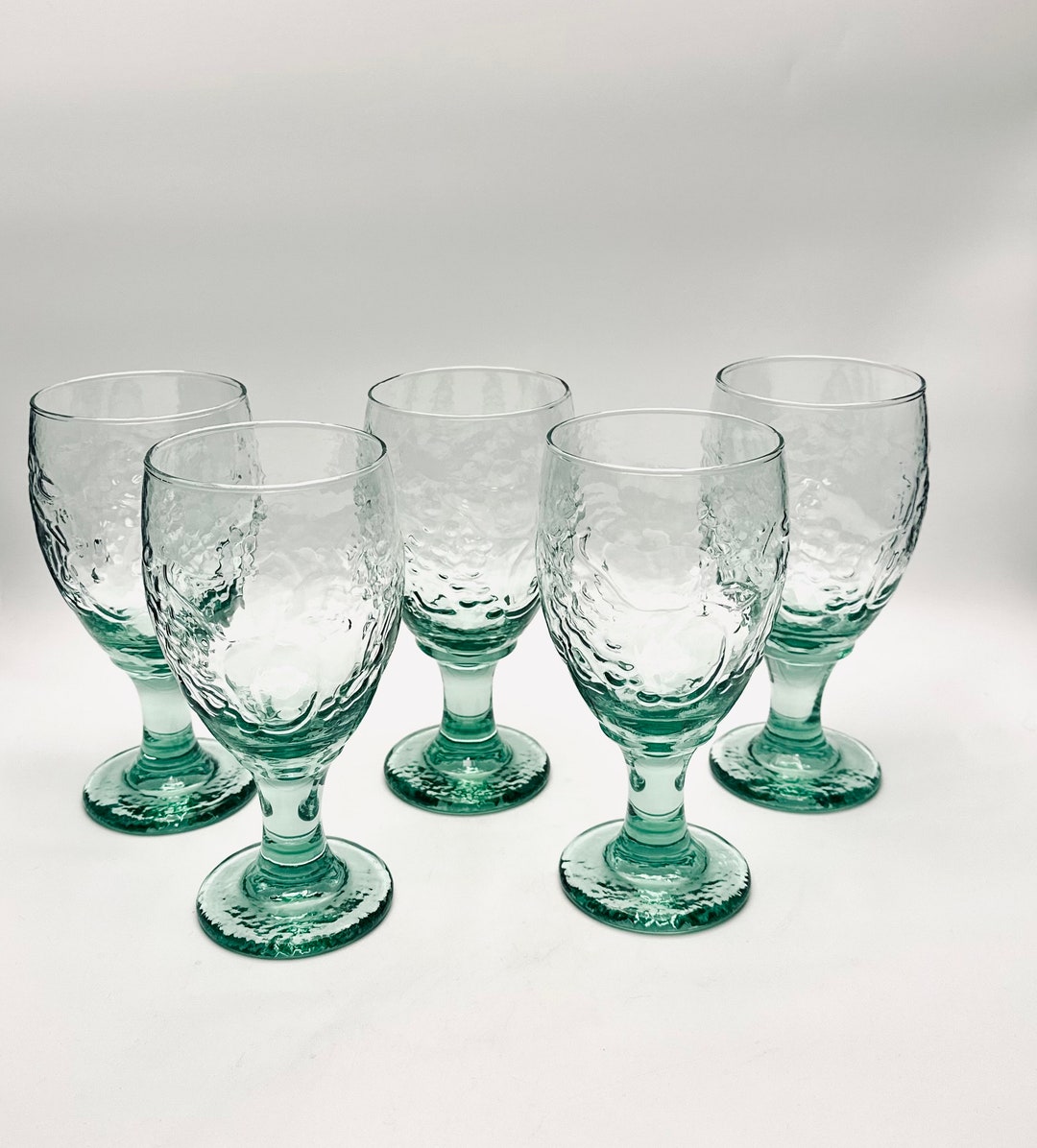 Vintage Libbey Orchard Fruit Spanish Green Water Goblets 16 Oz Set of 5 ...
